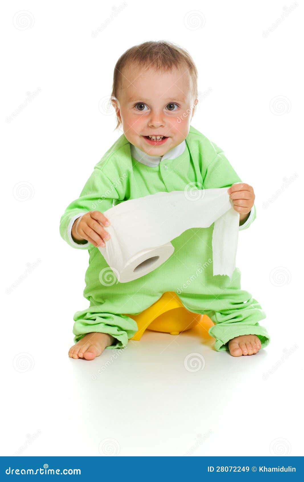 Child on Potty Play with Toilet Paper Stock Image - Image of portrait ...