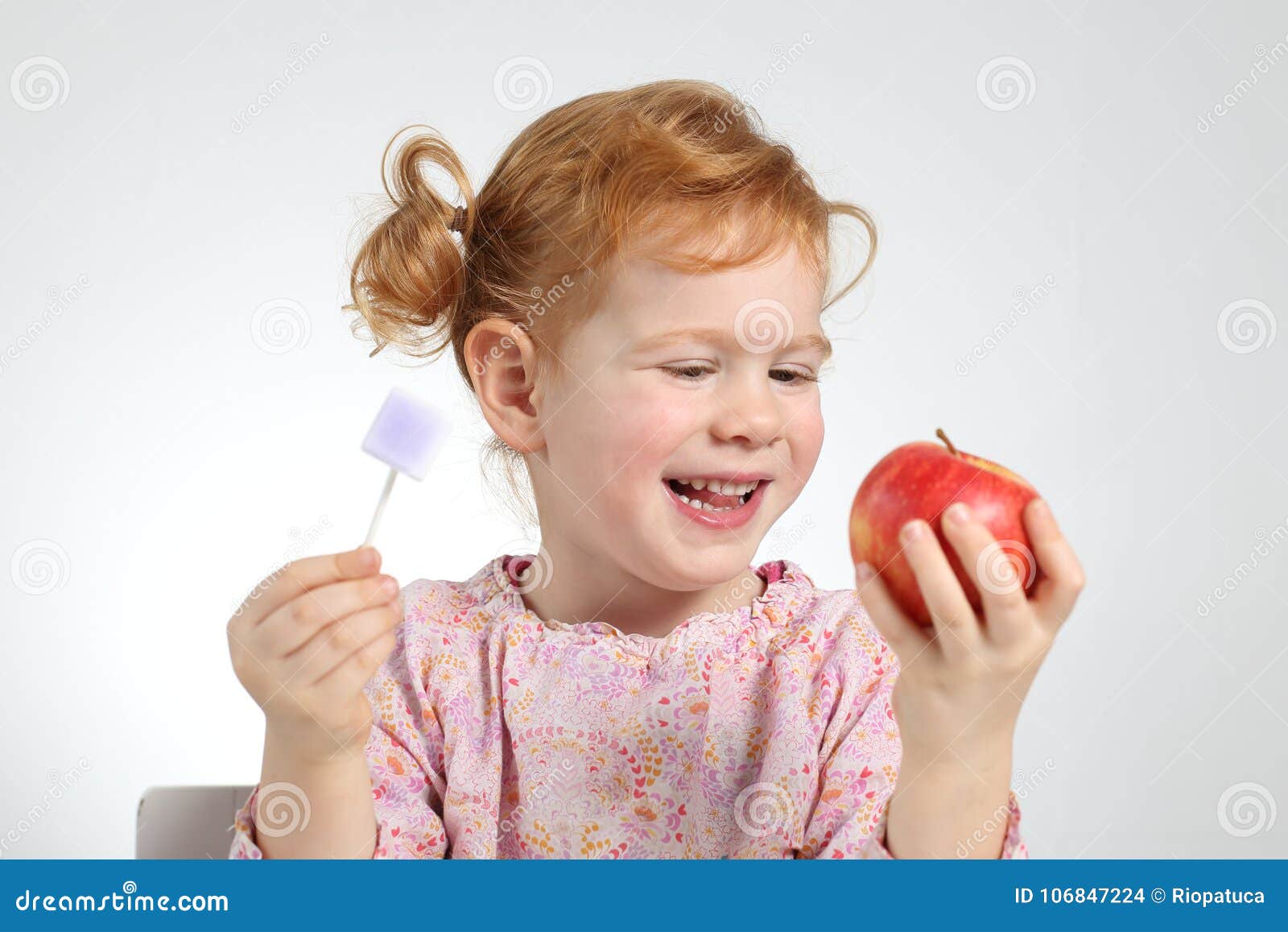 Child Preferring Healtthy Food and No Sweets Stock Photo - Image of ...