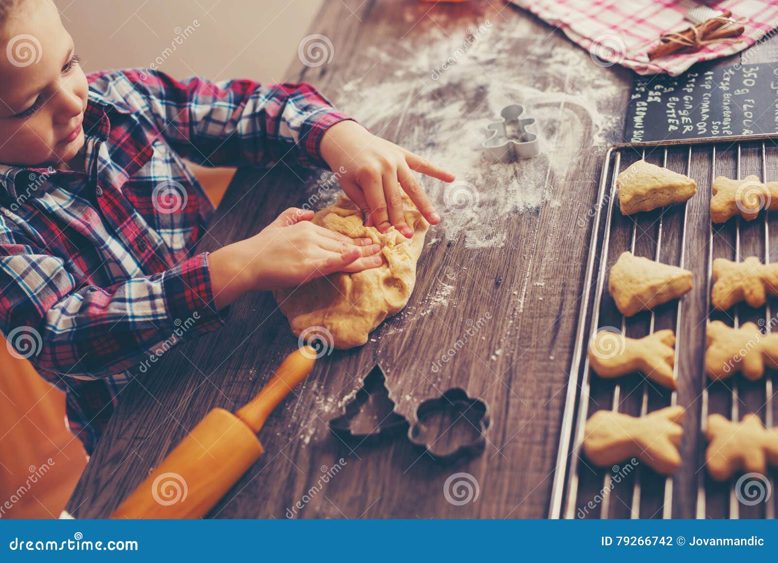Child Prepares Homemade Biscuits Stock Photo - Image of home, dessert ...