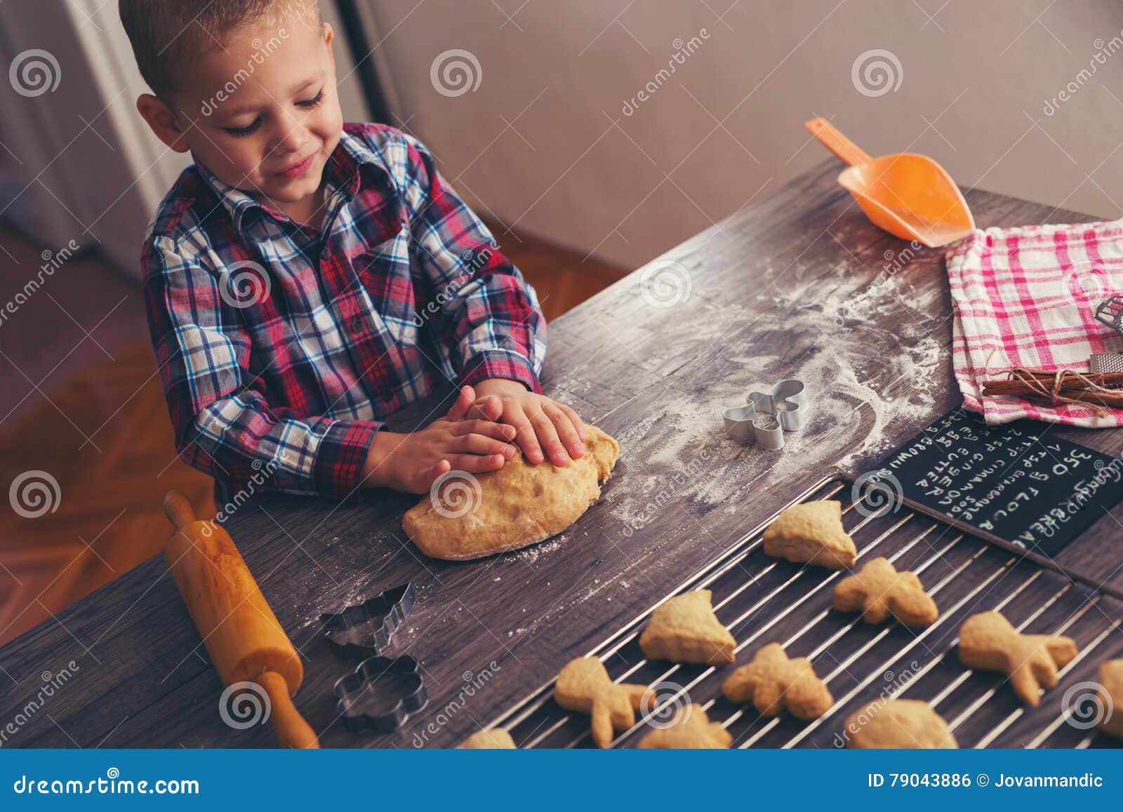 Child Prepares Homemade Biscuits Stock Photo - Image of form, biscuits ...