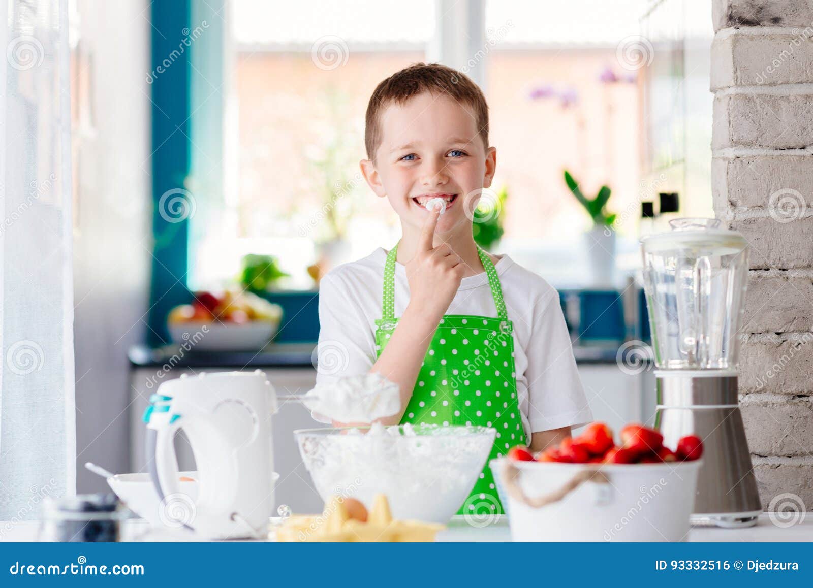 Child Preparing Sweet Dessert and Snacking Stock Photo - Image of food ...