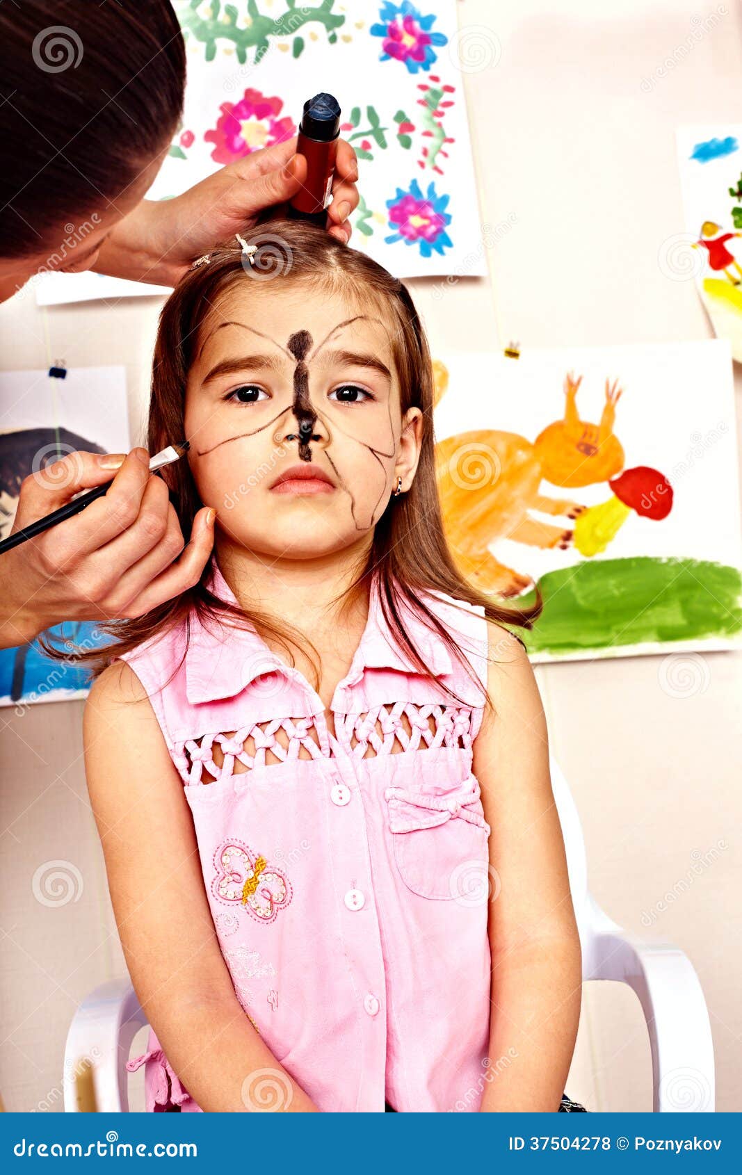 Child Preschooler with Face Painting. Stock Photo - Image of play ...