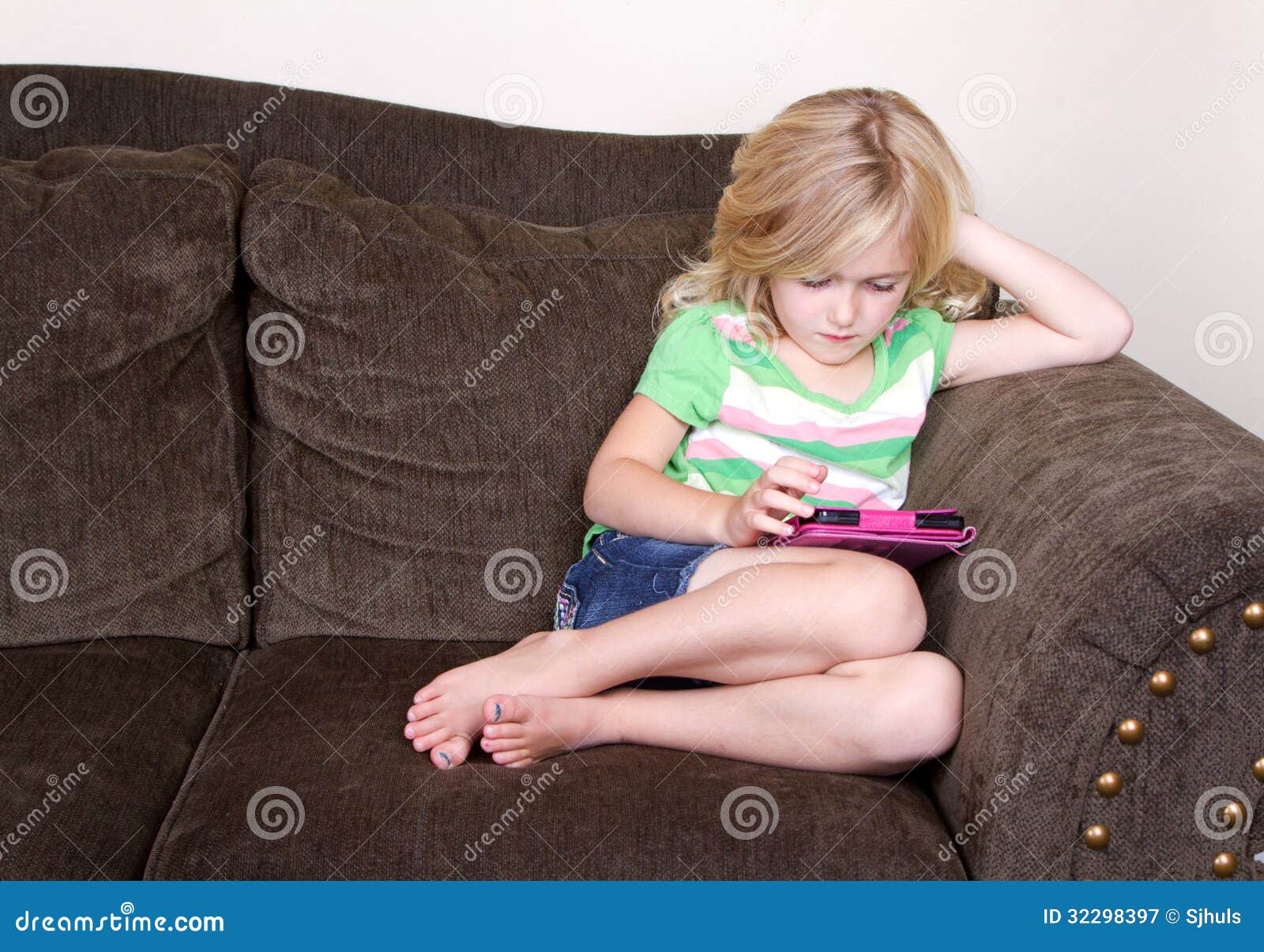 Child or Preschooler Using a Tablet Stock Image - Image of caucasian ...