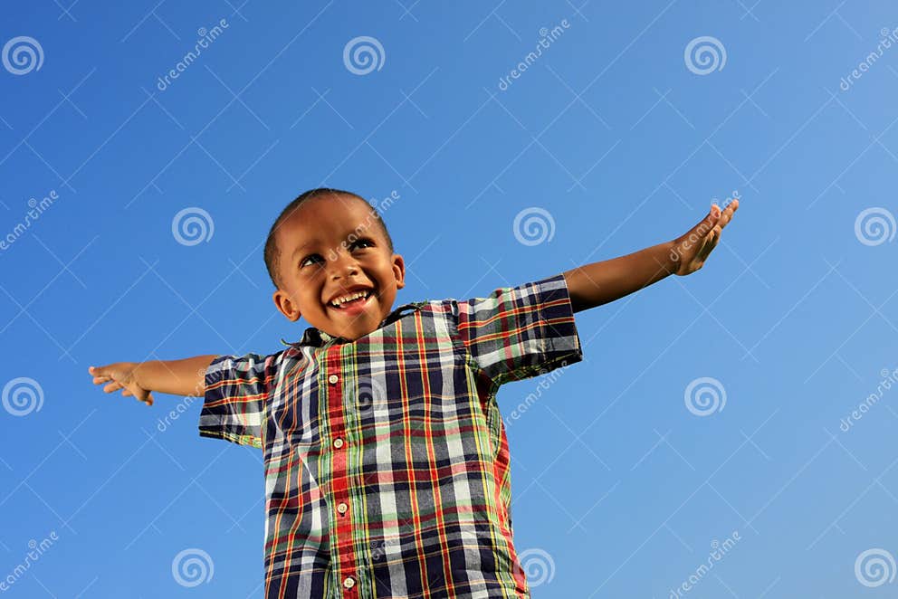 Child Pretending to Fly stock image. Image of copy, four - 5489317