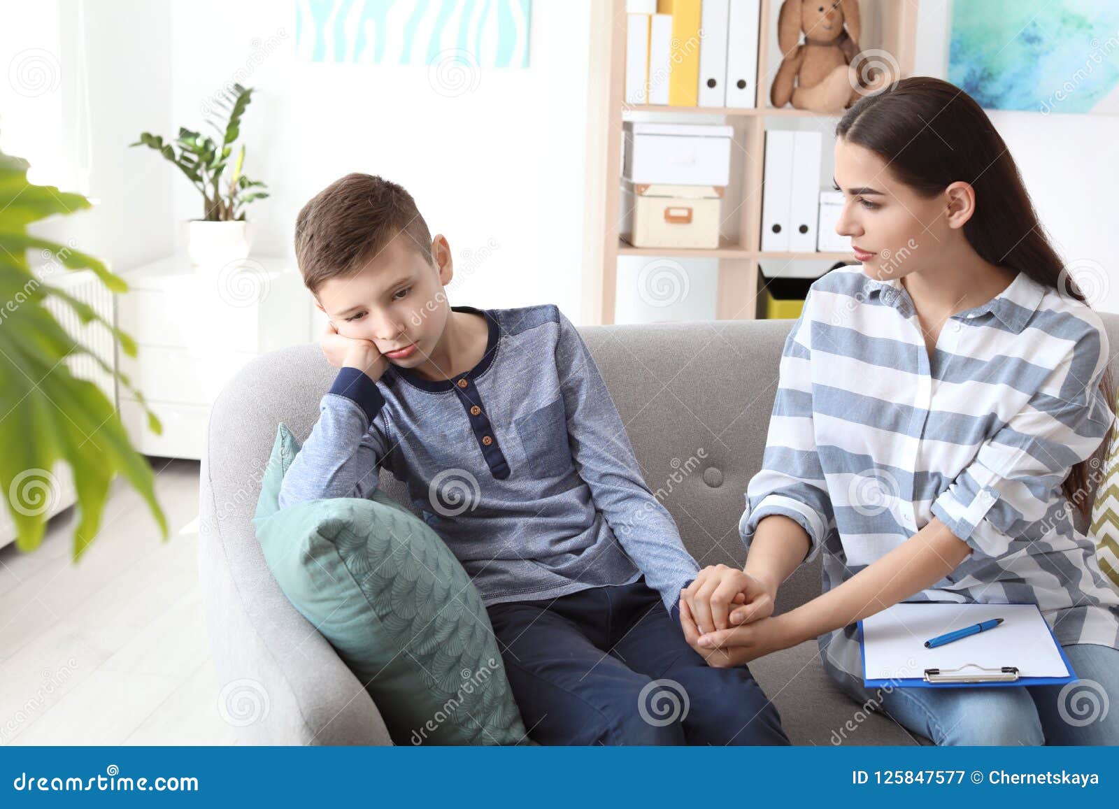 Child Psychologist Working with Boy Stock Image - Image of professional ...