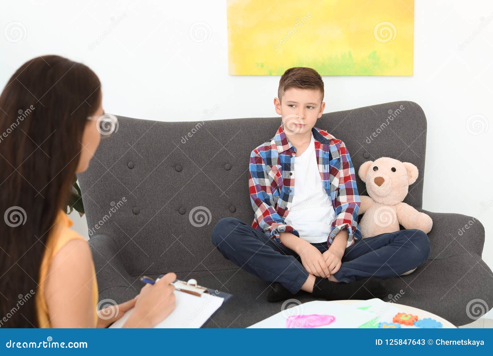 Child Psychologist Working with Boy Stock Image - Image of psychiatrist ...