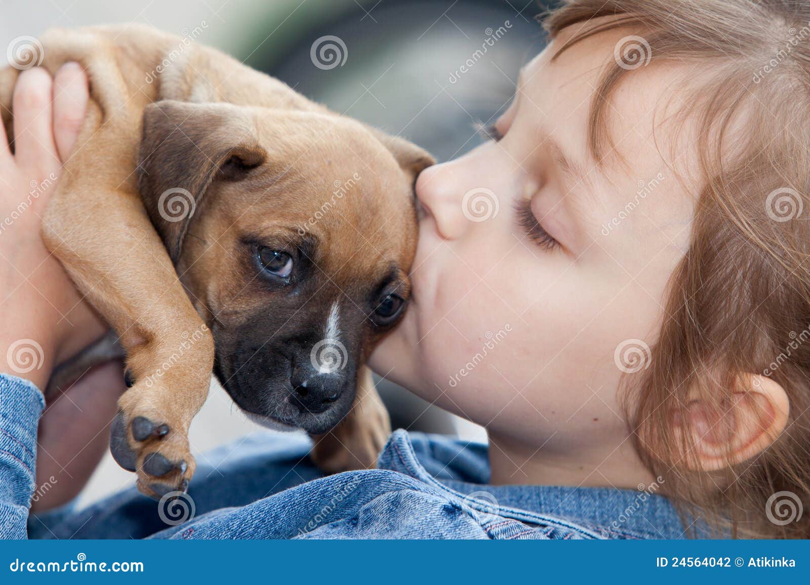 Child with pup stock photo. Image of kiss, happy, outdoors - 24564042
