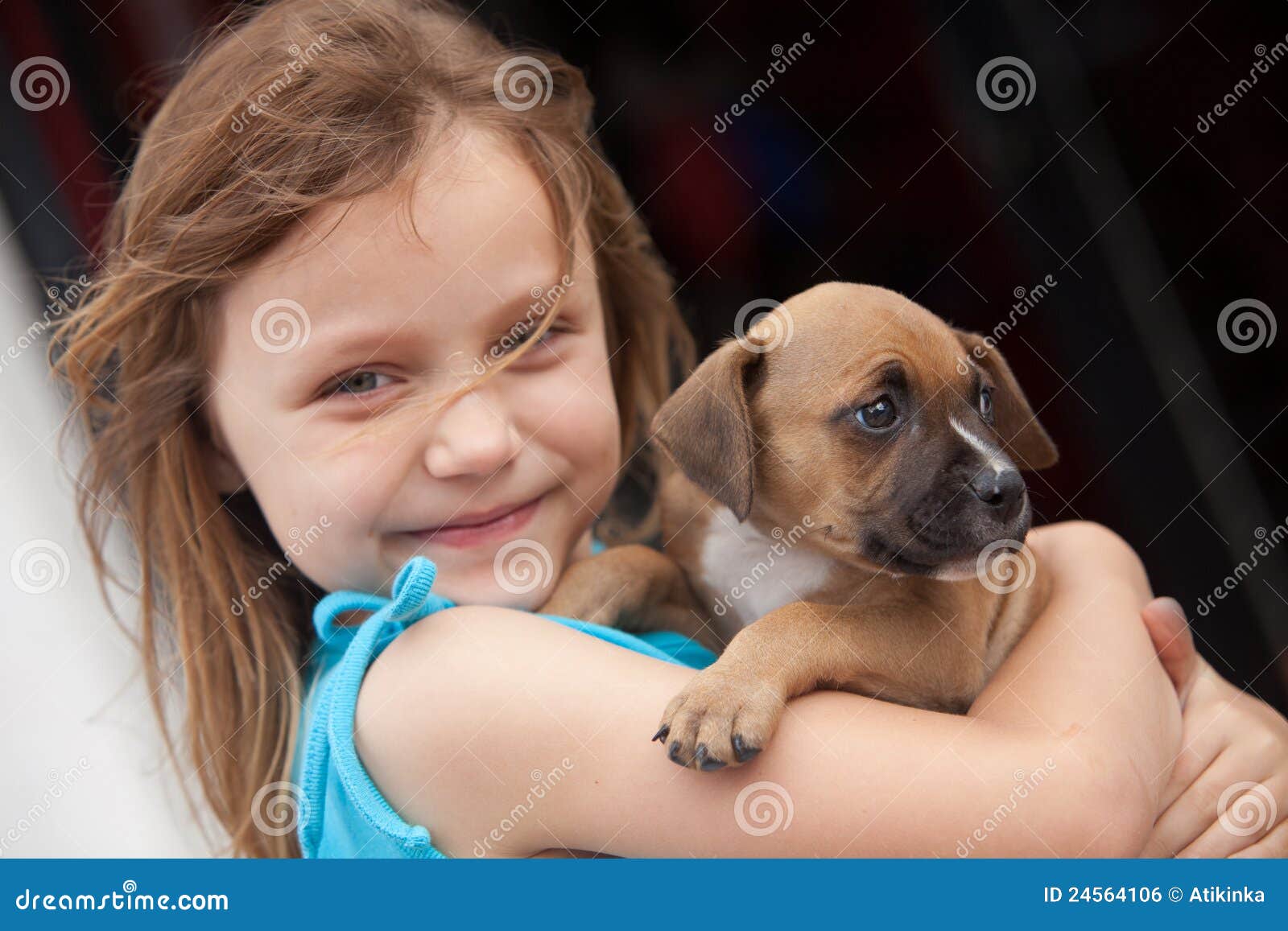 Child with pup stock photo. Image of puppy, portrait - 24564106