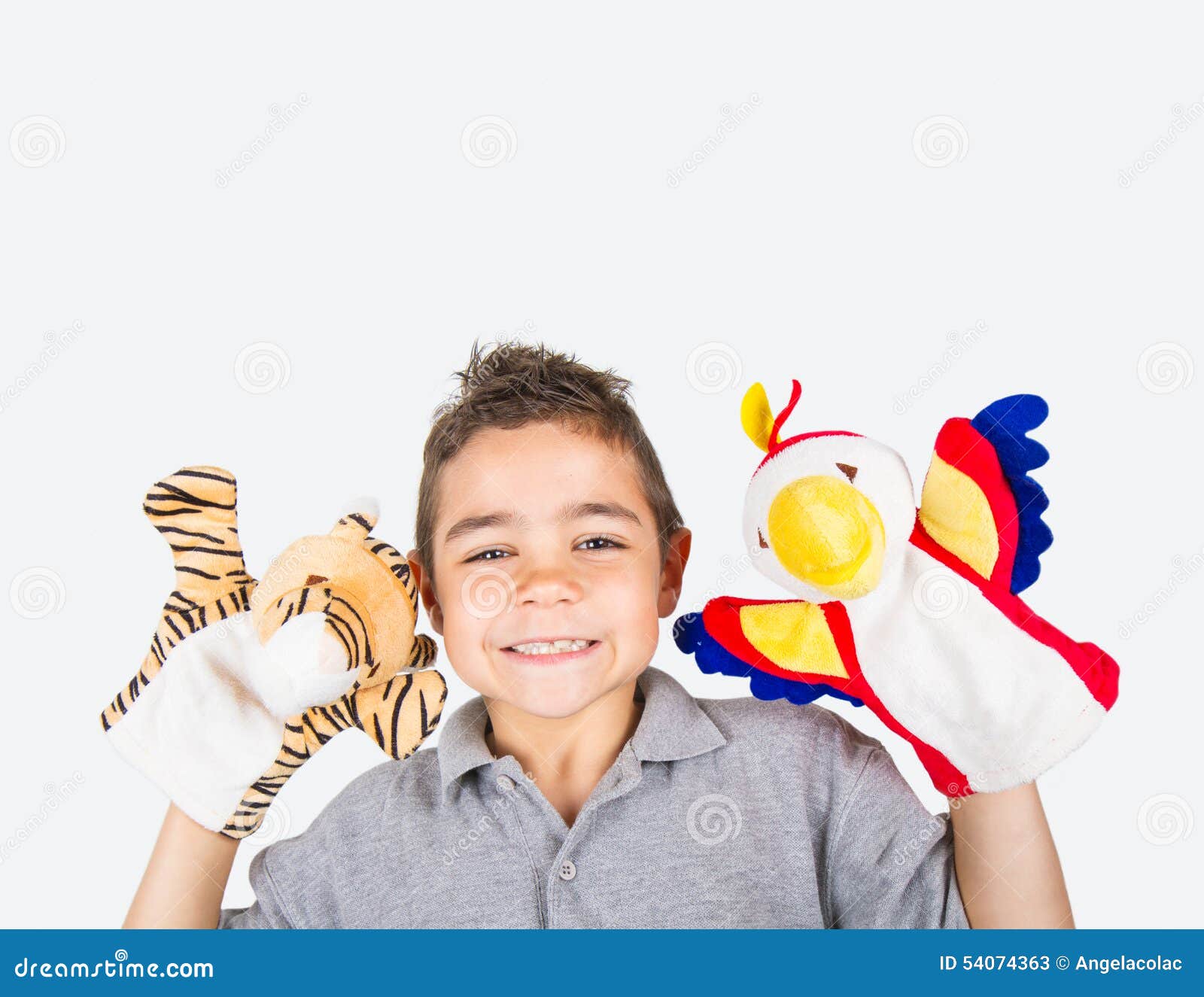 Child with puppets plush stock image. Image of male, childhood - 54074363