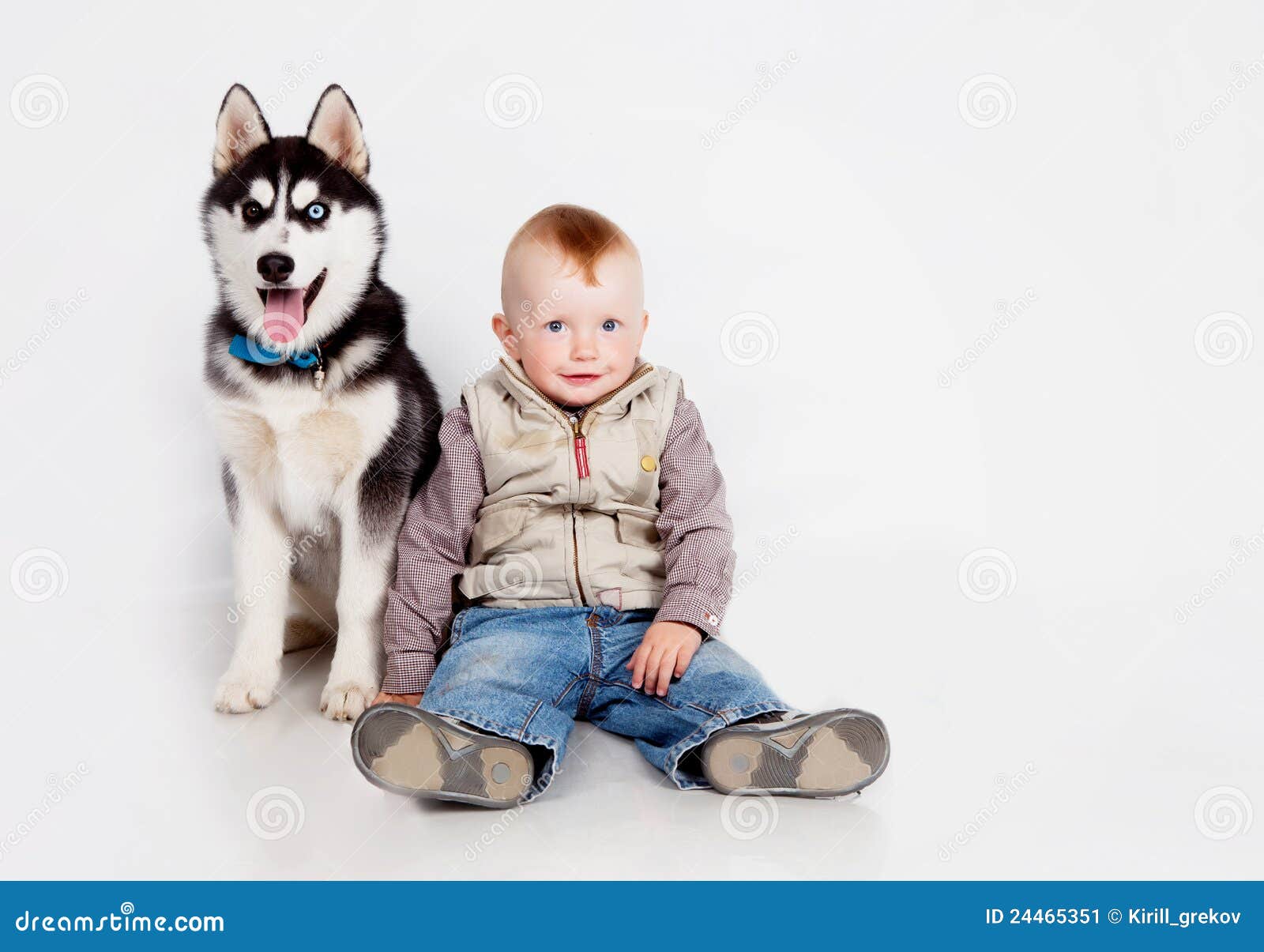 Child with puppy husky stock image. Image of puppy, friend - 24465351