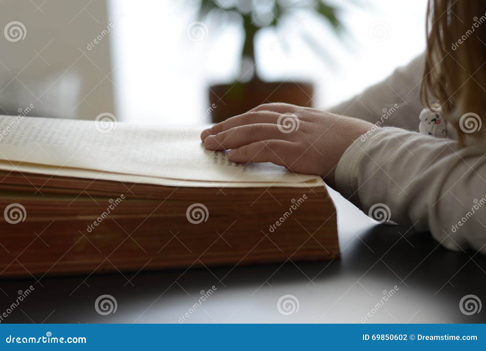 Child Put His Hands on the Book and Read it Stock Photo - Image of ...