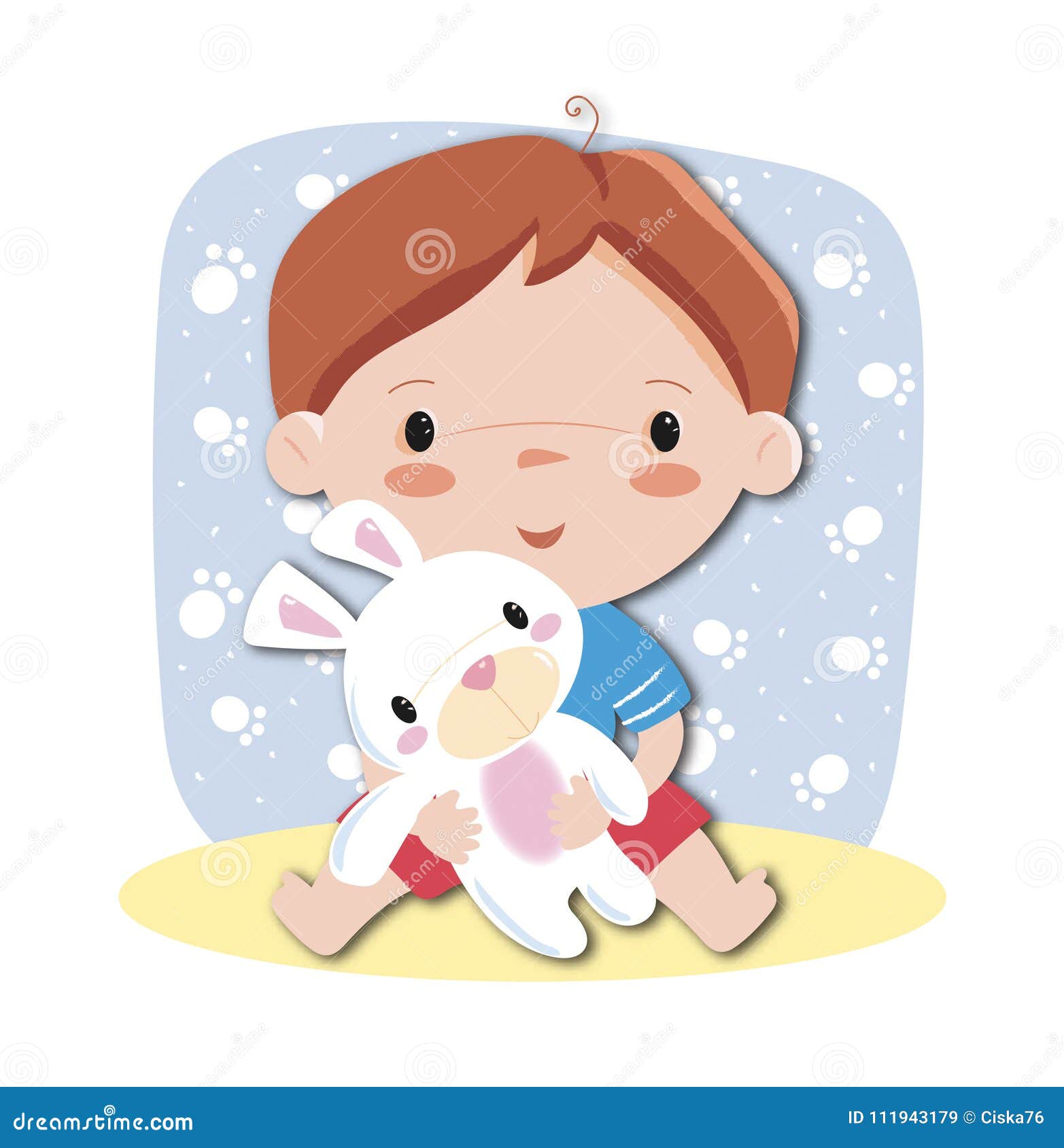 A child with a rabbit stock illustration. Illustration of happy - 111943179