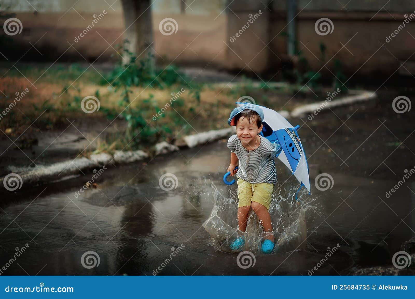Child in the rain stock image. Image of white, open, entertainment ...