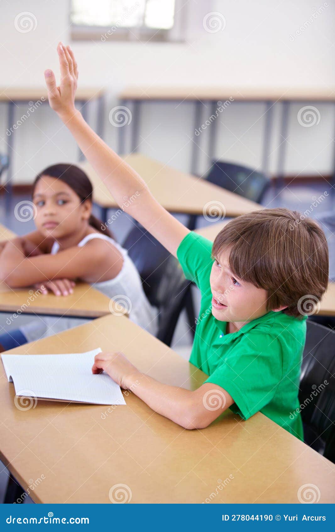 Child Raise His Hand in School for Questions, Support and Help with ...