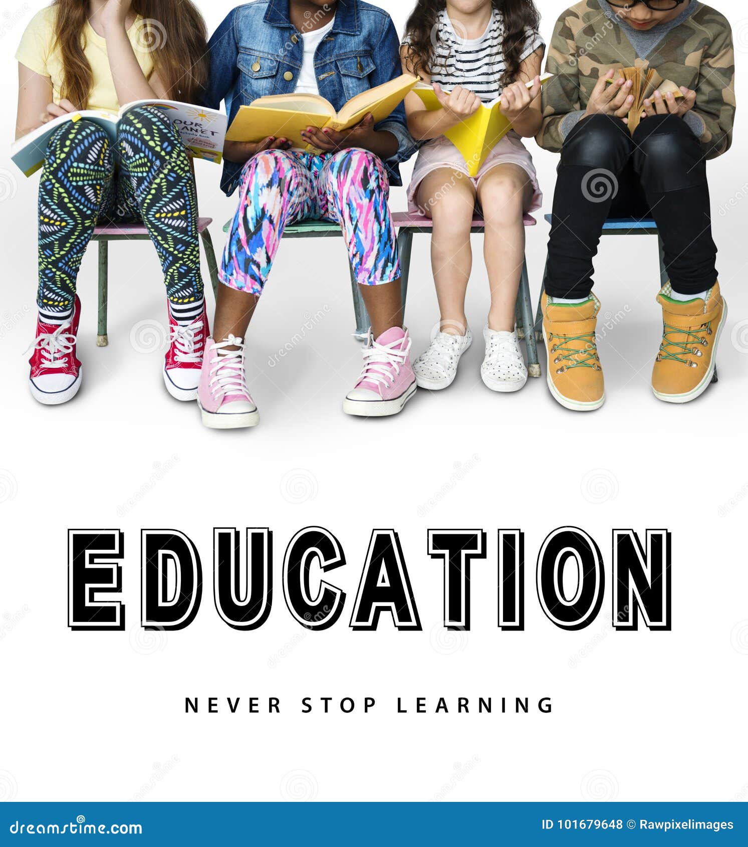 Child Reading Books Together Concept Stock Illustration - Illustration ...