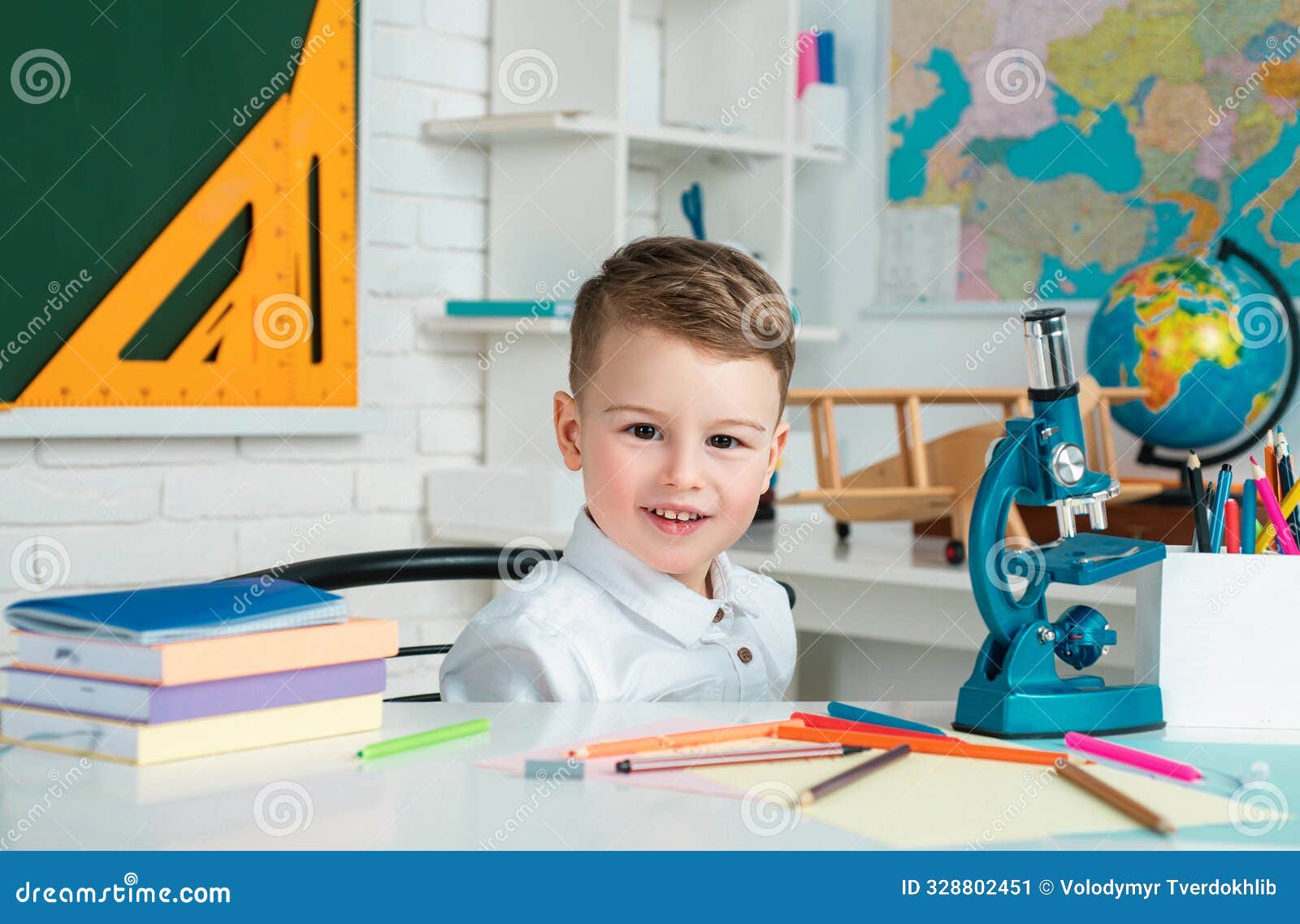 Child Reading for Education. Child in Home School. Stock Image - Image ...