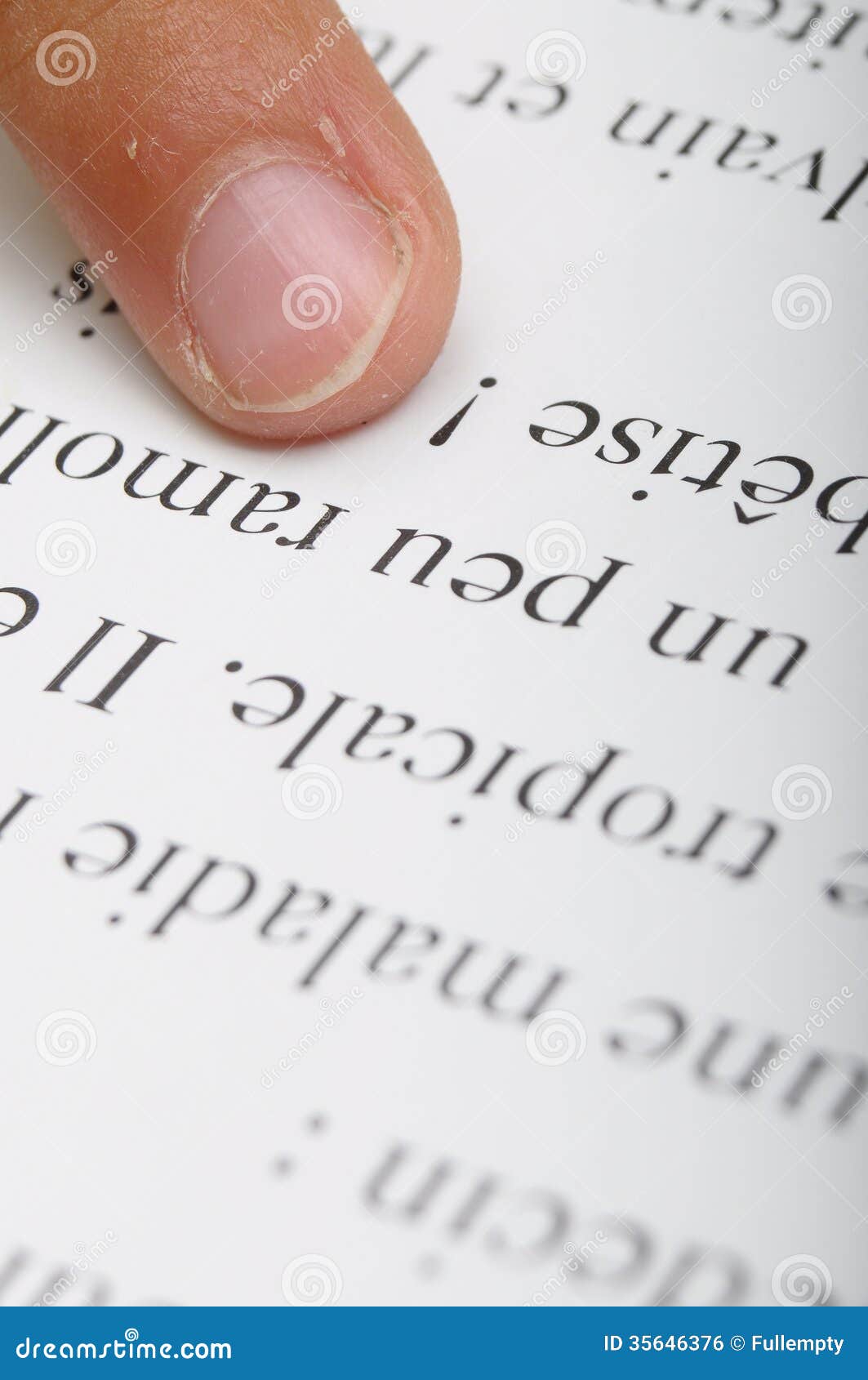 Child Reading with His Finger on Dictionary Stock Photo - Image of blur ...