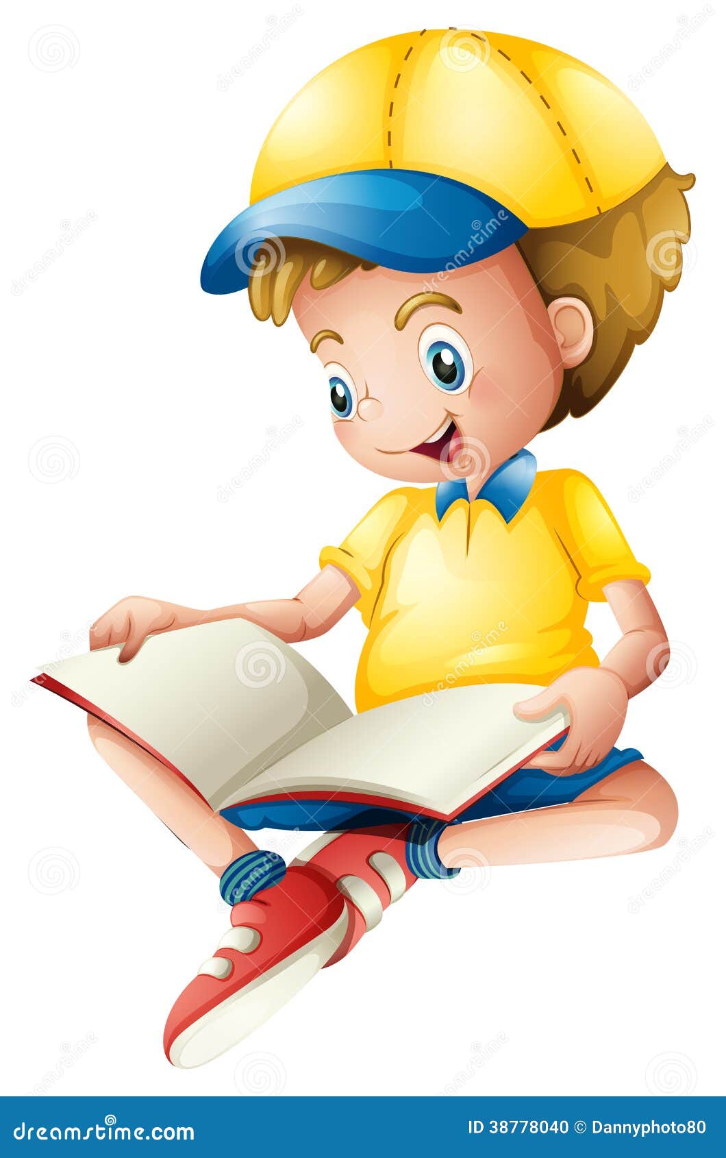 Child Boy Is Reading Book, Colorful And Silhouette, Vector Illustration ...