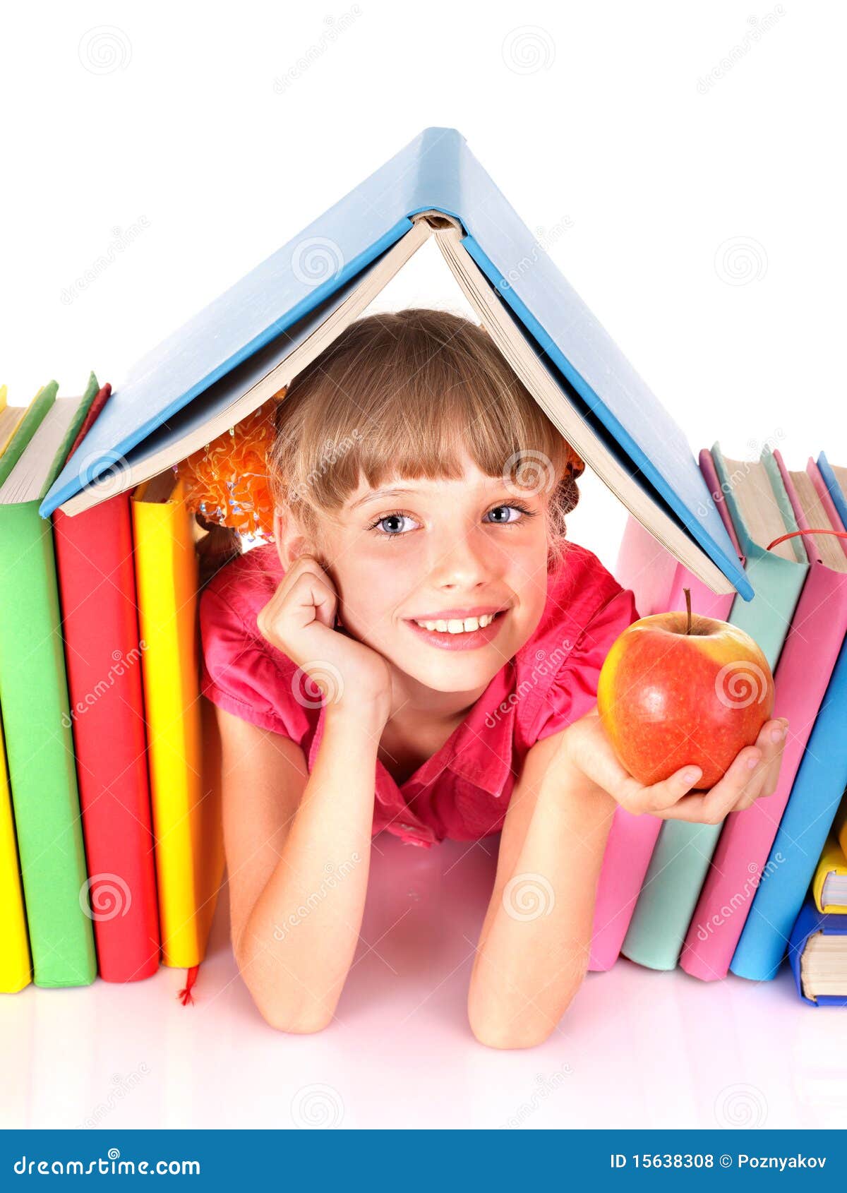 Child Reading Open Book on Table. Stock Photo - Image of holding ...
