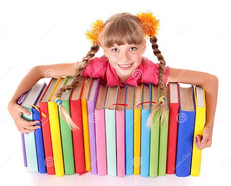 Child Reading Open Book on Table. Stock Photo - Image of child, holding ...