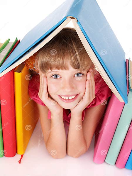 Child Reading Open Book on Table. Stock Image - Image of education ...