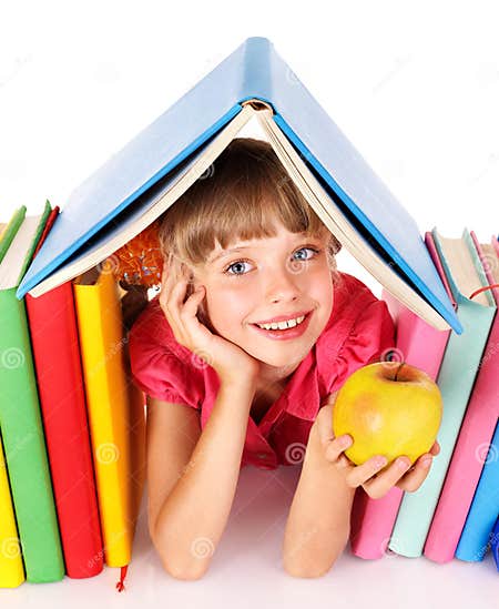 Child Reading Open Book on Table. Stock Photo - Image of colored, happy ...