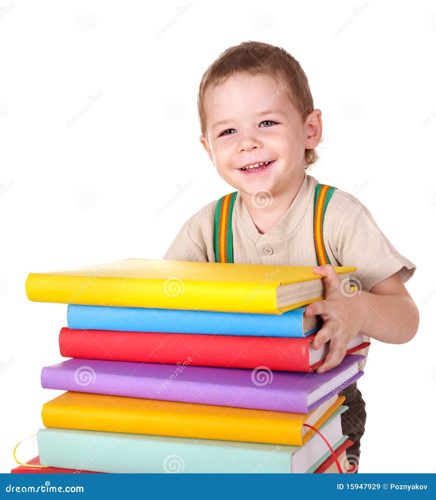 Child Reading Pile of Books. Stock Image - Image of pile, clever: 15947929