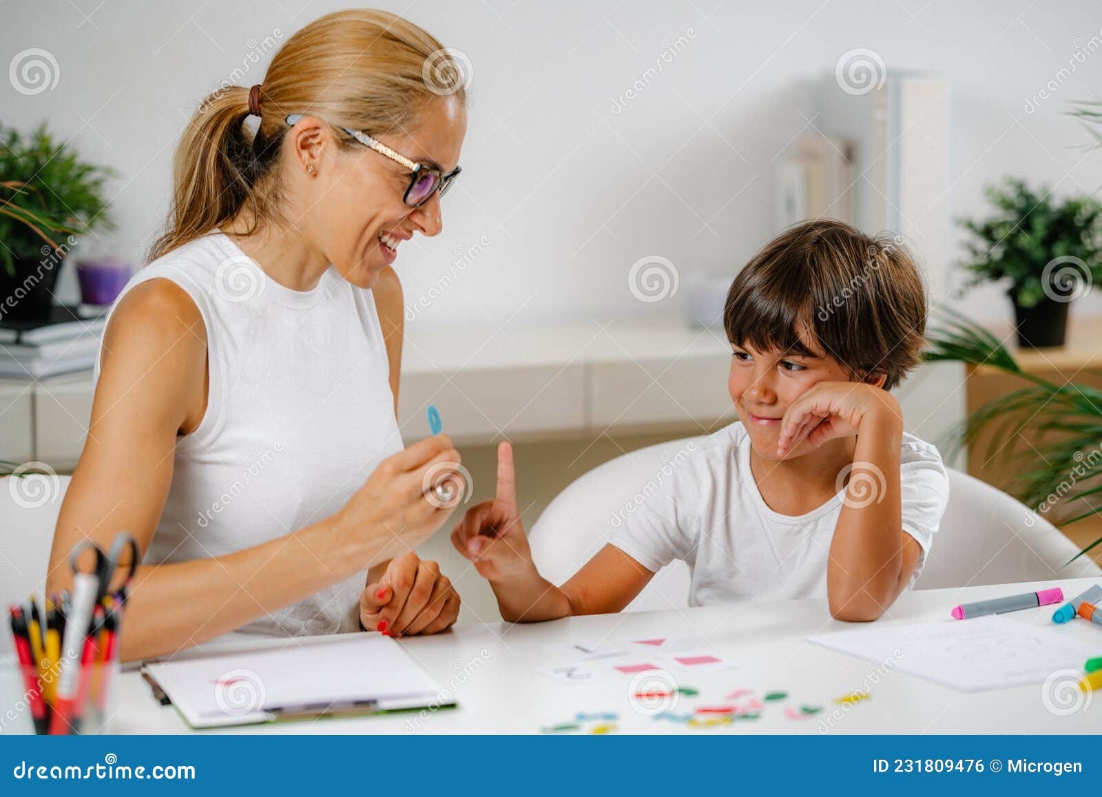 Child Recognizing Numbers in a Preschool Assessment Test Stock Photo ...