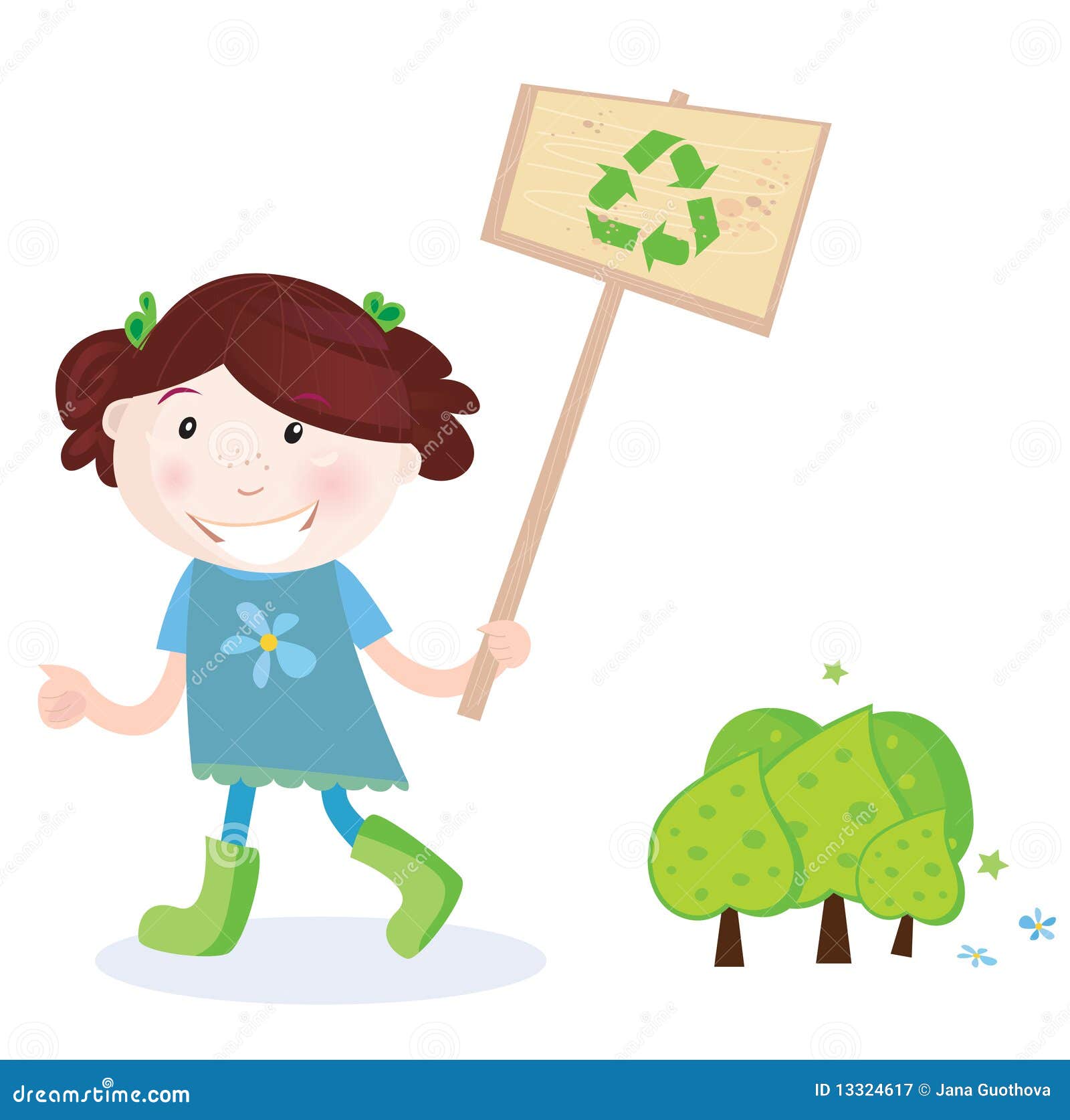 Child with recycle sign stock vector. Illustration of cartoon - 13324617