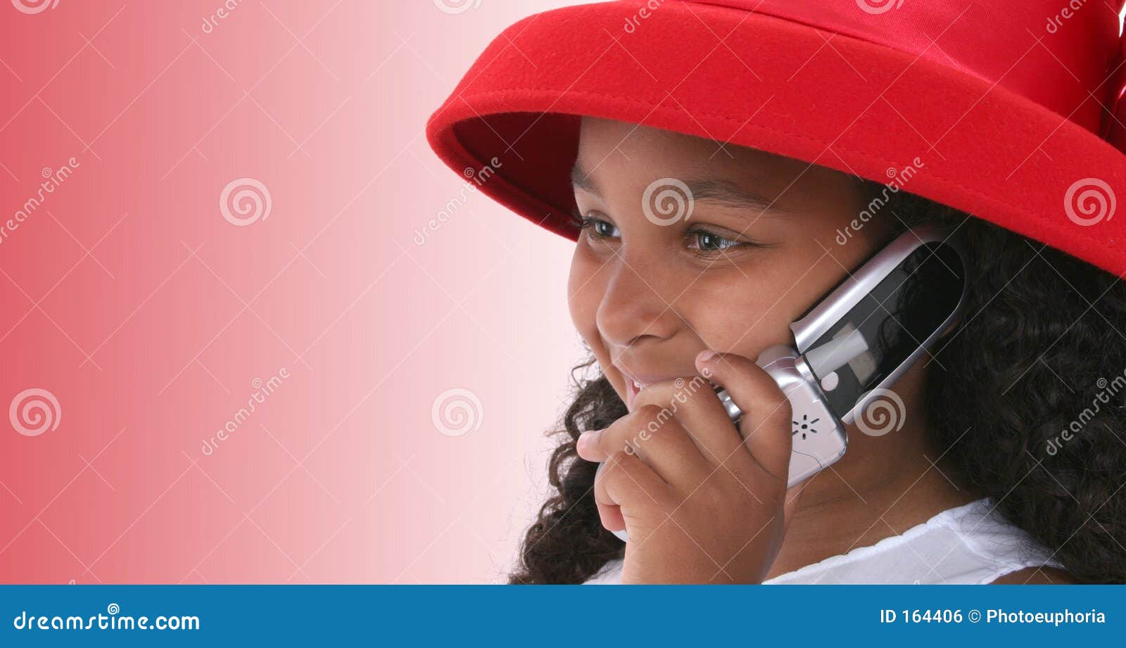 Child in Red Hat Talking on Cellphone Stock Photo - Image of cellphone ...