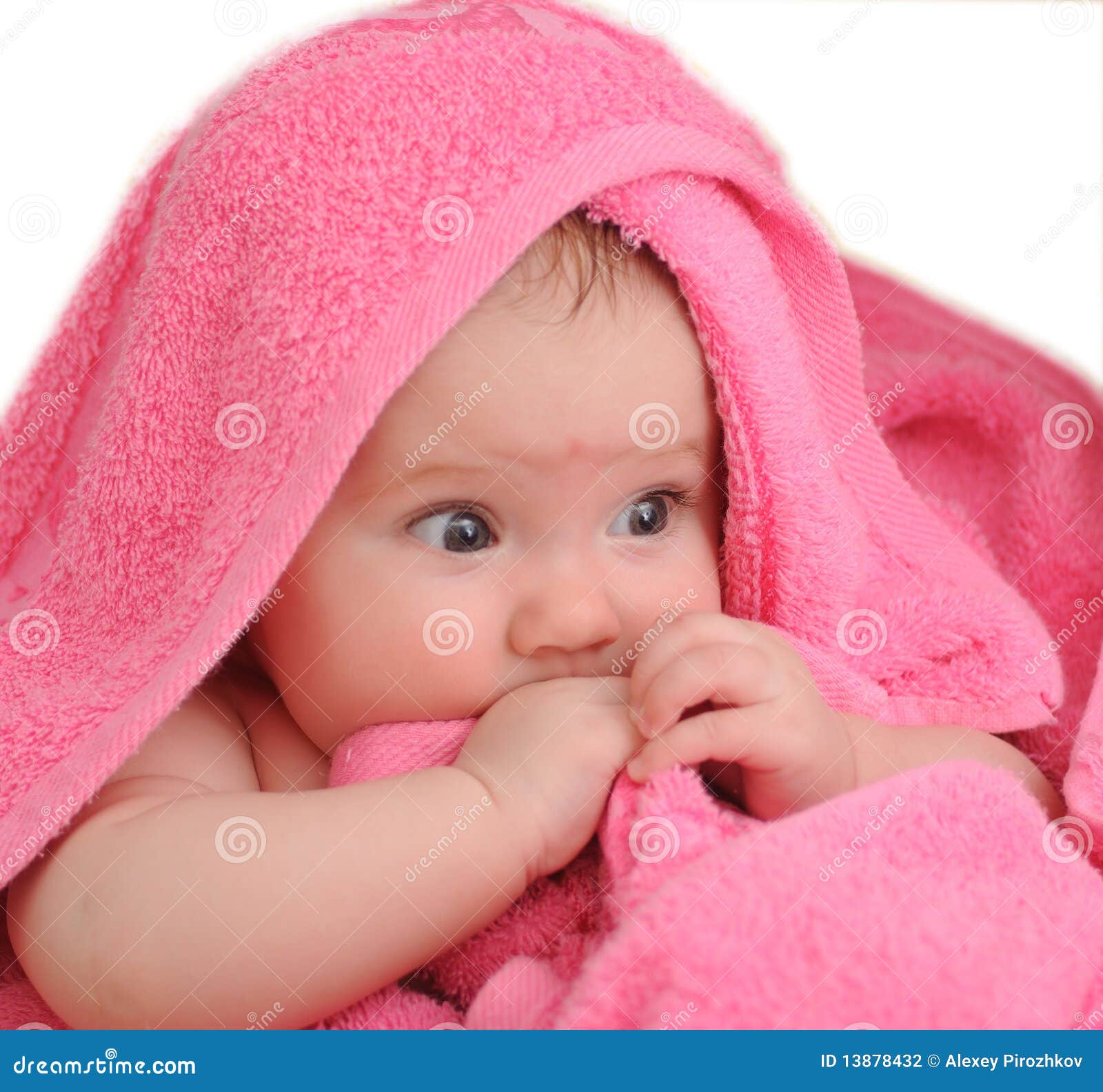 The child in red a towel stock photo. Image of portrait - 13878432