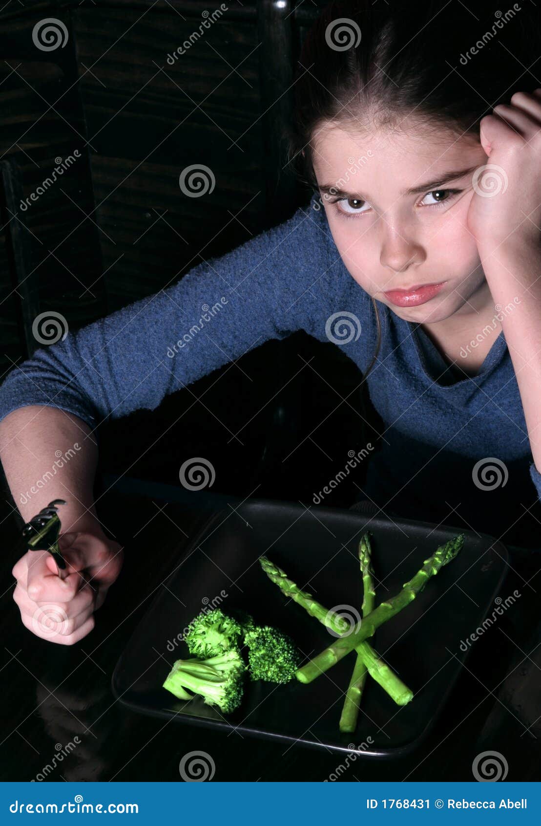 Child Refusing Vegetables stock image. Image of broccoli - 1768431
