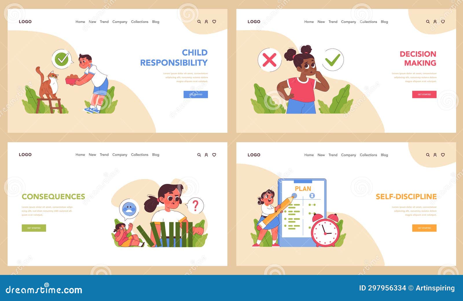 Child Responsibility Concept. Flat Vector Illustration Stock ...