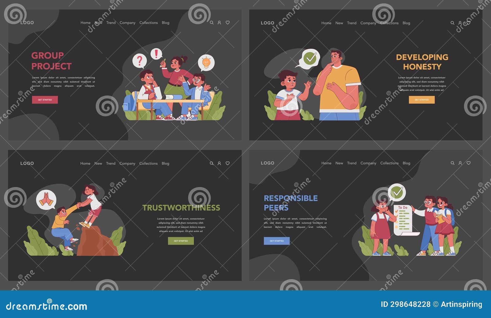 Child Responsibility Concept. Flat Vector Illustration Stock Vector ...