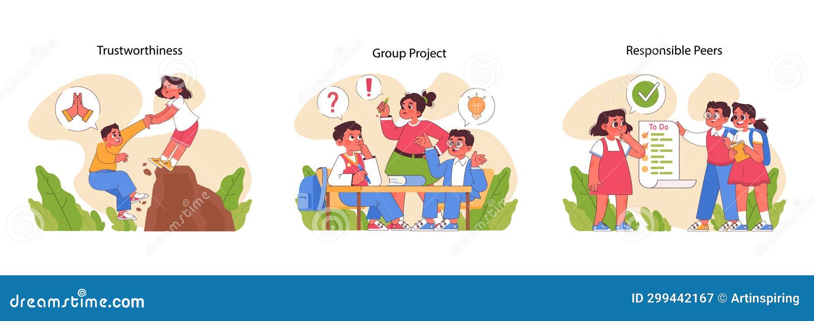 Child Responsibility Set. Flat Vector Illustration Stock Illustration ...