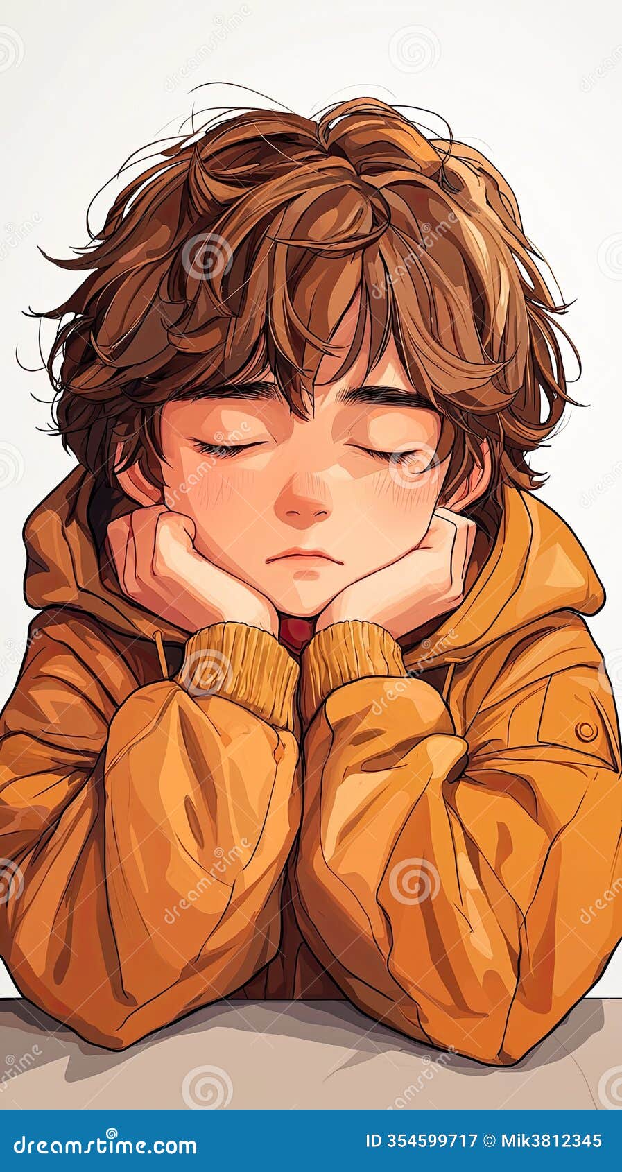 Child Resting Peacefully with Closed Eyes in Drawing. Stock ...