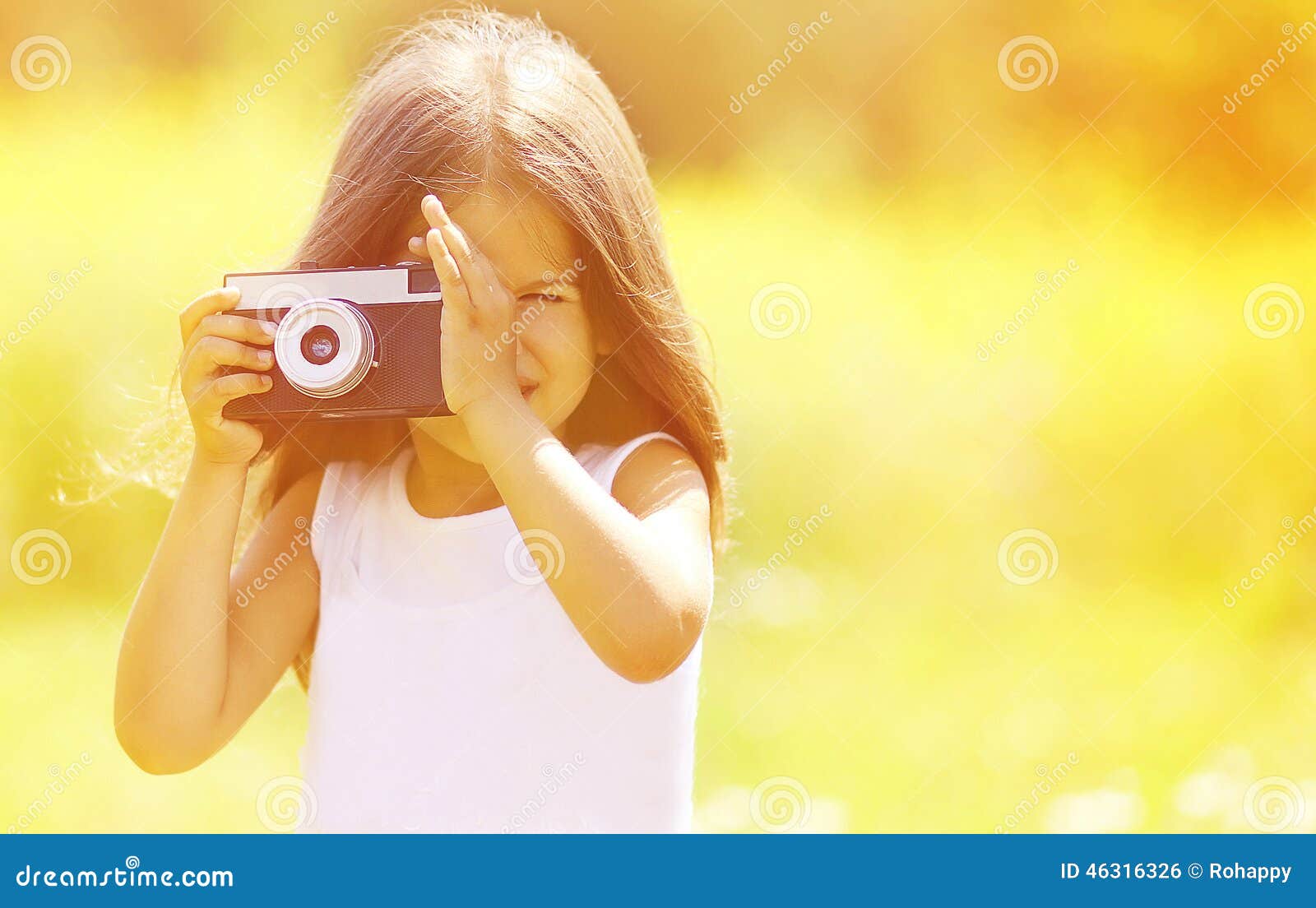Child and Retro Vintage Camera Stock Photo - Image of creation, blur ...