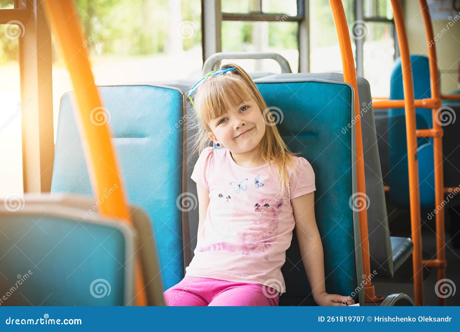 The Child Rides in the School Bus Stock Image - Image of journey, girl ...