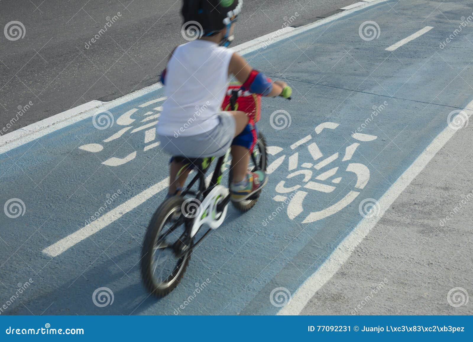 Child Riding a Bike on Bicycle Lane or Cycle Path Outdoors Stock Image ...