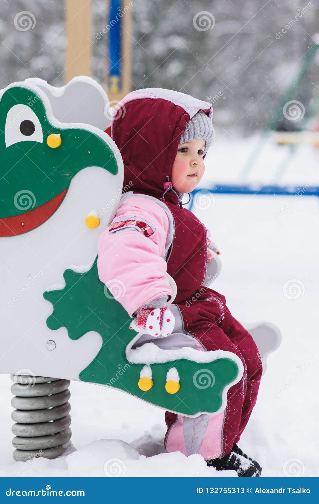 The Child is Riding a Frog in the Park Stock Image - Image of december ...
