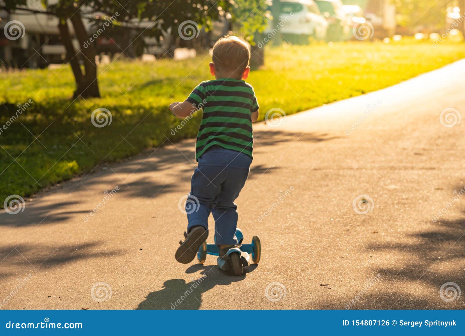 Child Riding Scooter Outdoors, Active Sport Kids Stock Photo - Image of ...