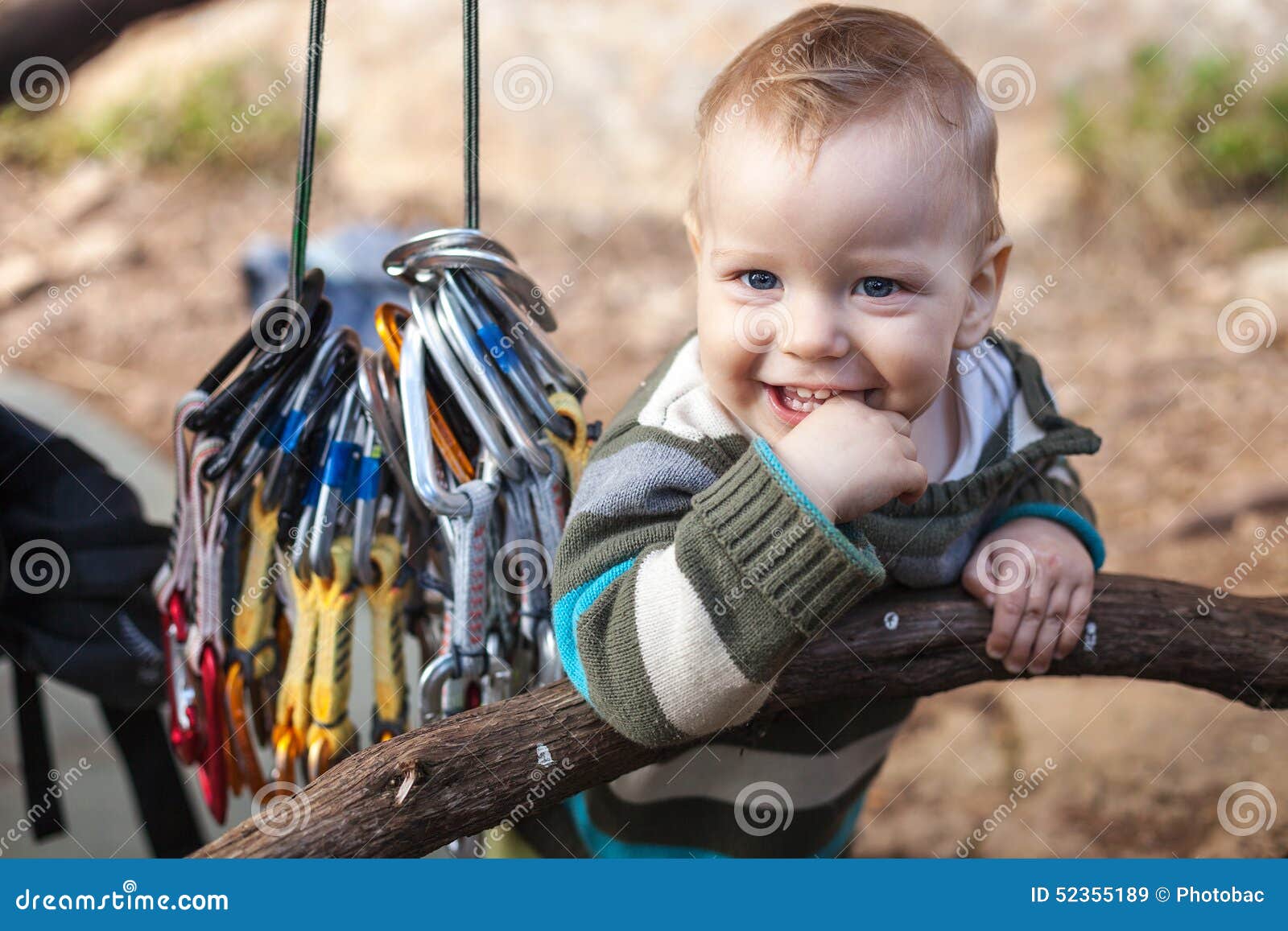 Child of Rock Climbers Smiling while Standing Stock Image - Image of ...