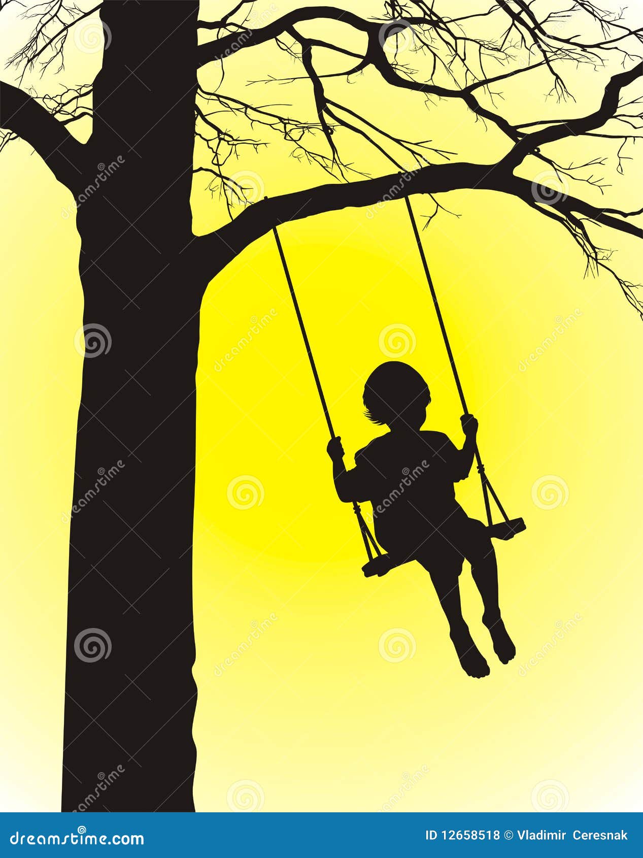 Child Rocking On A Swing Cartoon Vector | CartoonDealer.com #101283831
