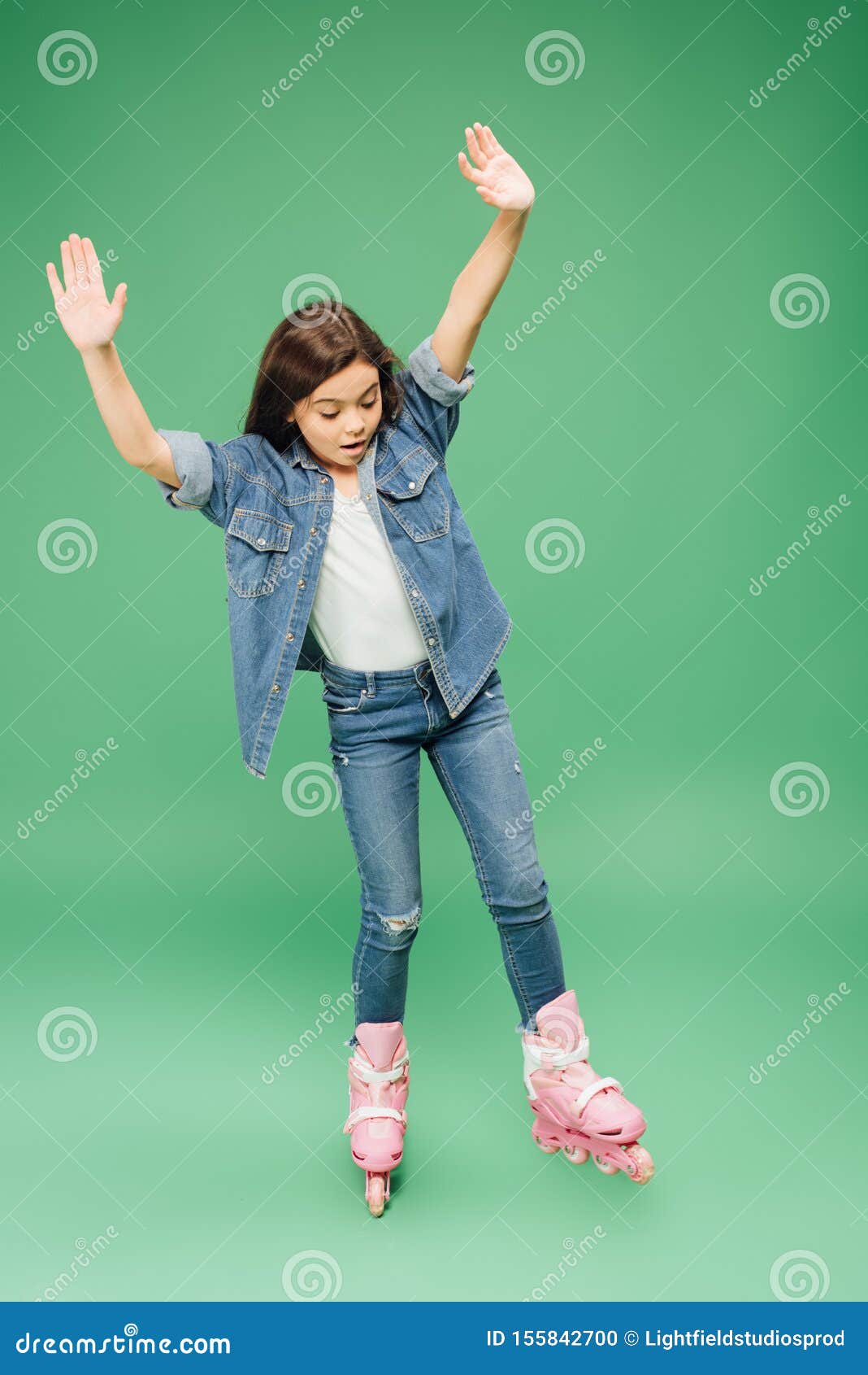 Child Rollerblading with Outstretched Hands Stock Photo - Image of ...