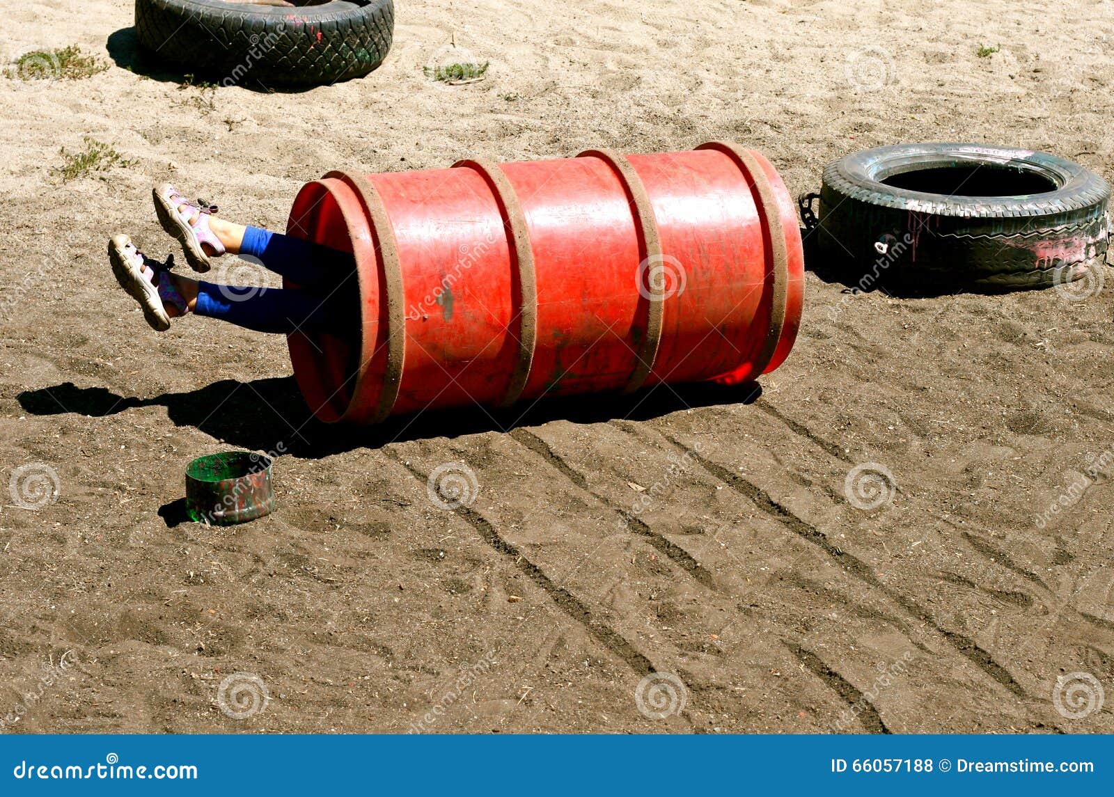 Child Rolling Down Hill in Playground Stock Photo - Image of elementary ...