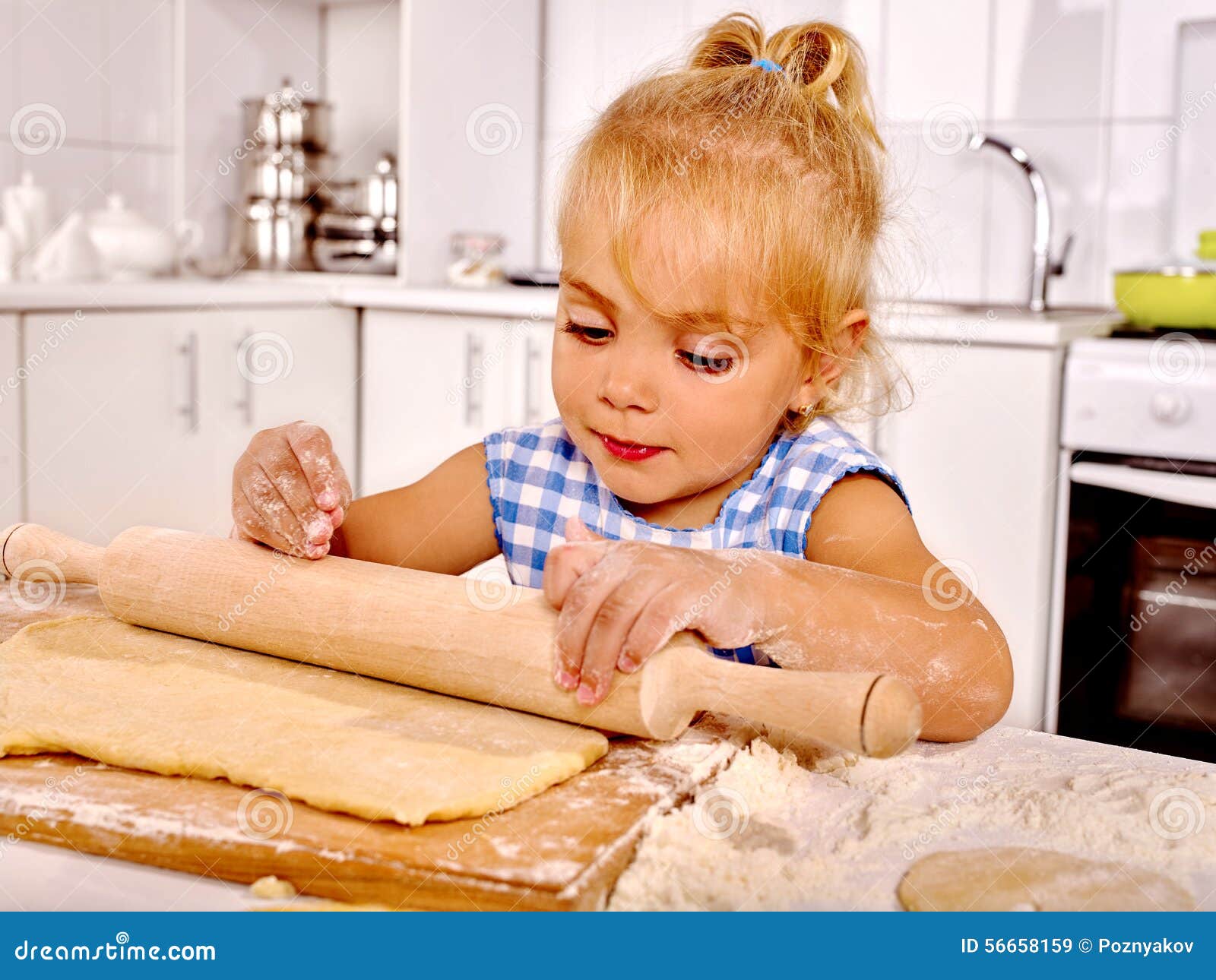 Child with Rolling-pin Dough Stock Image - Image of homemade, cook ...