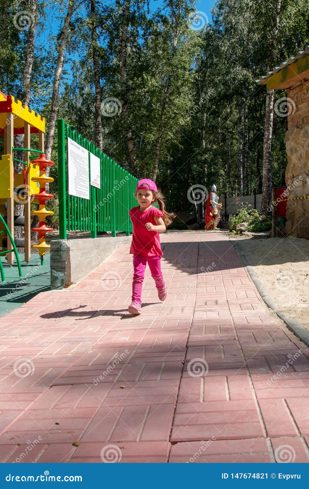 The Child is Running Around the Playground Stock Image - Image of park ...
