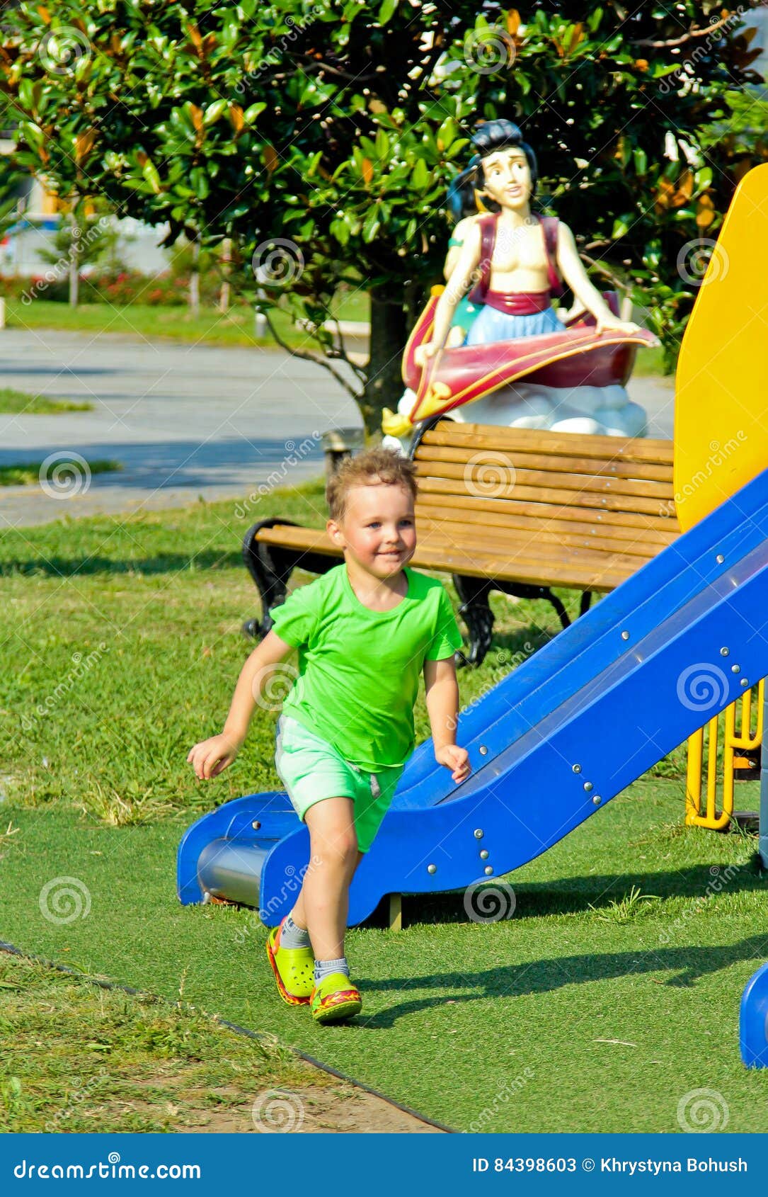 Child Running Outdoors in Play Park Stock Image - Image of caucasian ...