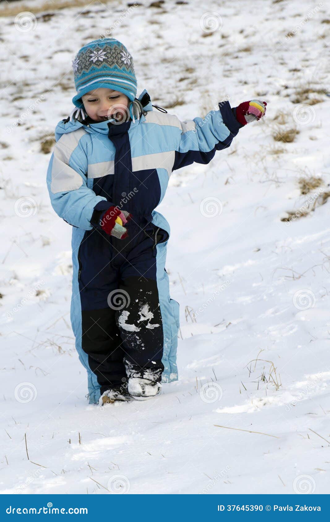 Child running in snow stock photo. Image of happy, childhood - 37645390
