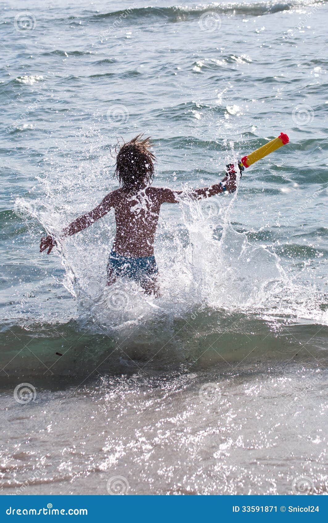 Child running in waves stock image. Image of wave, summer - 33591871